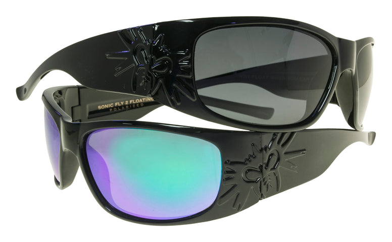 BLACK FLYS SONIC FLY 2 SUNGLASSES POLARIZED FLOATING SHINY BLACK BLUE ...